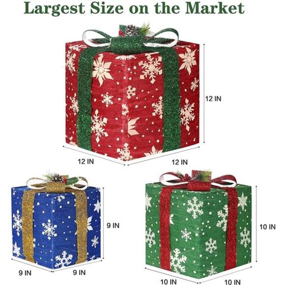 Holiday | 3pack Oversized Lighted Gift Boxes Christmas Decorations With ...